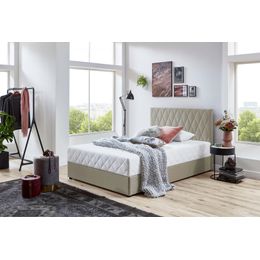 Boxbett, L:207cm, beige, ATLANTIC HOME COLLECTION, Bezug Bett: 100% Polypropylene;Bezug Matratze: 100% Polyester, Komplettbetten, ""Benita", inkl.