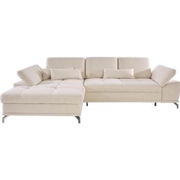Ecksofa OTTO HOME, B:301cm H:89cm T:176cm, beige, 100% Polyester;Samtoptik (100% Polyester), Wohnzimmer, Sofas, "Costello L-Form, B: 301cm,