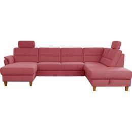Wohnlandschaft Home Affaire, B:308cm H:89cm T:212cm, lila, 100% Polyester;Struktur (100% Polyester);Luxus-Microfaser in Lederoptik (100% Polyester),