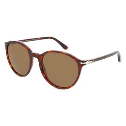 Persol 0PO3350S | Unisex-Sonnenbrille | Fassung: Vollrand, Panto, Acetat, Havanna | Glasfarbe: Braun