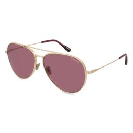 Tom Ford FT0996 DASHEL-02 | Unisex-Sonnenbrille | Fassung: Vollrand, Pilot, Metall, Gold | Glasfarbe: Rot