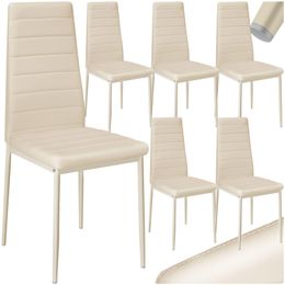 TecTake&reg; Set Esszimmerstuhl, gepolstert mit Kunstlederbezug, schlanke Stahlbeine, 45 x 48 x 98,5 cm