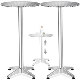 tectake&reg; Aluminium-Bistrotisch, wetterfest, Zementsockel, Belastbarkeit 60 kg, h&ouml;henverstellbare Kunststofff&uuml;&szlig;e