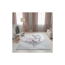 KADIMA DESIGN Kinderteppich COGNE, mit Reh-Motiv, Rosa, 120 x 170 cm