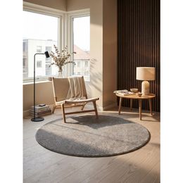 KADIMA DESIGN Kurzflorteppich MAIN, einfarbig, Beige, &Oslash; 160 cm