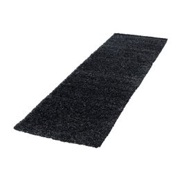 KADIMA DESIGN Teppich Hochflor RHEIN in Anthrazit, einfarbig, 80 x 250 cm