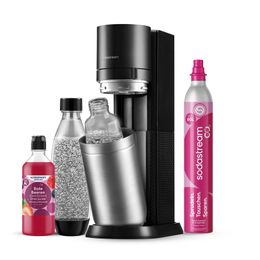 SodaStream Wassersprudler DUO mit Rote Beeren Zero Sirup inkl. 1x 1L Glasflasche, 1x 1L Kunststoffflasche + Quick-Connect CO2-Zylinder Farbe: Titan