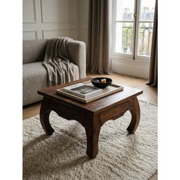 KADIMA DESIGN Couchtisch Dunkelbraun Massivholz Sheesham 60cm Landhaus-Stil