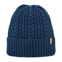 Areco Damen Zopfstrick-M&uuml;tze Merino Marine