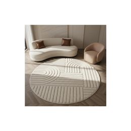 Hochflorteppich RIGI, im Skandi-Boho-Stil, Creme, &Oslash; 120 cm