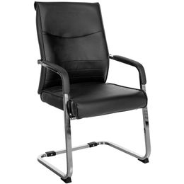 CLP Esszimmerstuhl ergonomisch Hobart, Freischwinger mit Armlehnen gepolstert, Metallgestell stabil, Konferenzstuhl modern