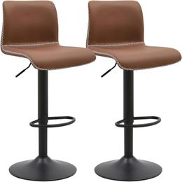 CLP Barhocker 2er Set mit Lehne Henchy, Barst&uuml;hle gepolstert Kunstleder, Tresenst&uuml;hle mit Fu&szlig;st&uuml;tze h&ouml;henverstellbar und drehbar