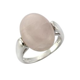 ZEEme Gemstones Ring 925 Sterling Silber rhodiniert mit echtem Rosenquarz 16x12mm