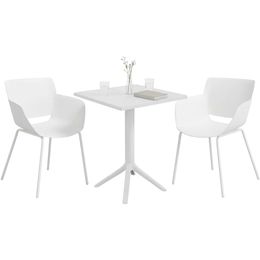 CLP Gartenm&ouml;bel-Set wetterfest Norva, mit 2 St&uuml;hlen im Lounge-Design und quadratischem Tisch, 3-tlg. Sitzgruppe f&uuml;r Garten, Terrasse & Balkon