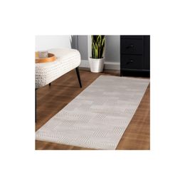 KADIMA DESIGN Teppich Kurzflor ILLER in Beige, mit 3D-Design, aus Jute, 80 x 250 cm