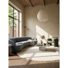 KADIMA DESIGN Hochflorteppich RHEIN, einfarbig, aus Polypropylen, Creme, &Oslash; 120 cm