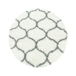 KADIMA DESIGN Hochflorteppich RONDA, im Skandi-Stil, Creme, &Oslash; 160 cm
