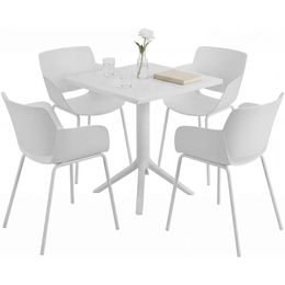 CLP Gartenm&ouml;bel-Set wetterfest Norva, mit 4 St&uuml;hlen im Lounge-Design und quadratischem Tisch, 5-tlg. Sitzgruppe f&uuml;r Garten, Terrasse & Balkon