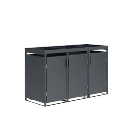 M&uuml;lltonnenbox ULM 200x80x124cm mit Pfanzkasten, f&uuml;r 3x Tonnen 120 und 240 Liter, Stahl anthrazit