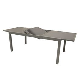 Ausziehtisch PISA 180/240x100cm, Aluminium silbergrau + Glas grau