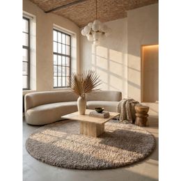 KADIMA DESIGN Hochflorteppich SALZACH, einfarbig, Beige, &Oslash; 200 cm