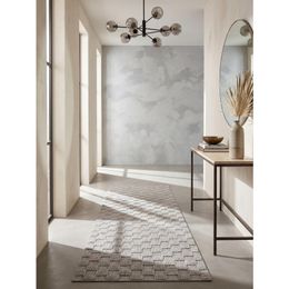KADIMA DESIGN Flachgewebe-Teppich Schachbrett Silber 80x250 cm Schachbrett