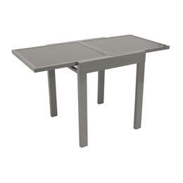Balkon-Ausziehtisch AMALFI 65/130x65cm, Aluminium silbergrau + Glas grau