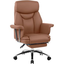 CLP B&uuml;rostuhl ergonomisch mit Fu&szlig;ablage Dahra, Schreibtischstuhl gepolstert Echtleder, Drehstuhl h&ouml;henverstellbar bis 135 kg belastbar