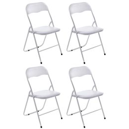 CLP 4er Set Klappstuhl Felix Gepolstert I K&uuml;chenstuhl Mit Metallgestell I Kunstleder PVC Sitz Gepolstert I St&uuml;hle Klappbar I Campingst&uuml;hle