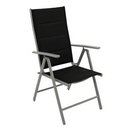 DEGAMO Klappsessel ALMERIA, Aluminium silbergrau + Kunstgewebe gepolstert schwarz, 2 St&uuml;ck