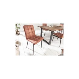 Riess Ambiente riess-ambiente Stuhl MODENA - Retro Design vintage braun Ziersteppung pflegeleicht