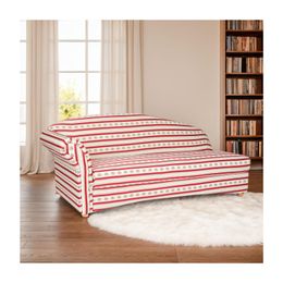 3-Sitzer Sofa Loretta mit linker Armlehne, ca. 193 x 83 x 85 cm Rot gestreift & Blumenmuster