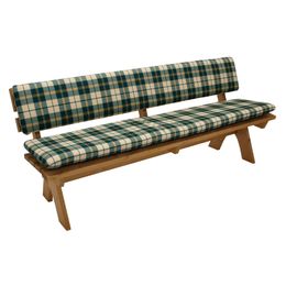 Auflagenset BOSTON f&uuml;r Bank 4-sitzer 195m, gr&uuml;n/beige kariert, 2-teilig
