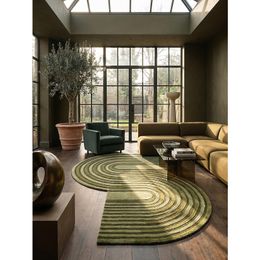 Wollteppich geometrisch Olivegr&uuml;n 120 x 180 cm - LEVEN KADIMA DESIGN