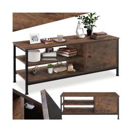 tectake&reg; TV-Regal, Industrial Style, 2 offene F&auml;cher, Staufach mit Magnett&uuml;r, 110 x 40 x 45,5 cm