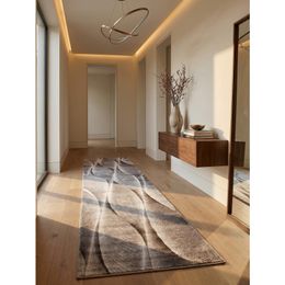 KADIMA DESIGN Teppich Kurzflor DRAU in Braun, mit Farbverlauf, 80 x 300 cm