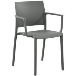 CLP Gartenstuhl stapelbar Valtor mit Armlehnen aus Kunststoff, wetterfest, ideal f&uuml;r Garten, Terrasse, Balkon und K&uuml;che, belastbar bis 150 kg