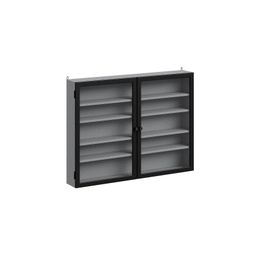 sobuy Wandvitrine mit 2 T&uuml;ren Grau 80x12,2x60cm Modern