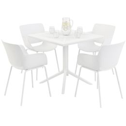CLP Gartenm&ouml;bel-Set wetterfest Lirra, mit 4 St&uuml;hlen, quadratischem Tisch, 5-teilige Sitzgruppe f&uuml;r Garten, Terrasse und Balkon