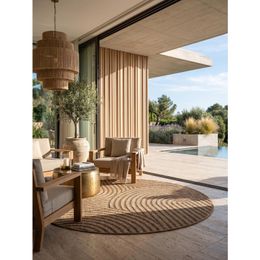 Outdoor-Teppich Jute-Optik B&ouml;gen Beige 200x200 cm Wetterfest