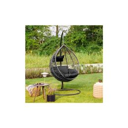 Home Deluxe Polyrattan H&auml;ngesessel mit Regenabdeckung CIELO - Schwarz