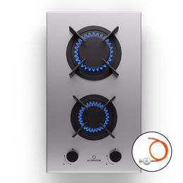 Klarstein Goldflame Gaskochfeld 2-flammig Messing-Brenner Edelstahl