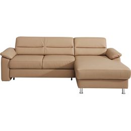 Sit & More Ecksofa SIT & MORE, B:251cm H:85cm T:165cm, braun, NaturLEDER (echtes Rindsleder), Korpus in Kunstleder SOFTLUX;Luxus-Microfaser (100%