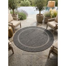 KADIMA DESIGN Teppich Outdoor ALSTER in Schwarz, einfarbig, &Oslash; 160 cm