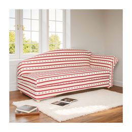 3-Sitzer Sofa Loretta mit rechter Armlehne, ca. 193 x 83 x 85 cm-Rot gestreift & Blumenmuster