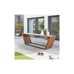 HOME DELUXE Sitzgarnitur aus Stahl KOBON Braun - Made in Germany - 1 x Bank + 1 x Tisch