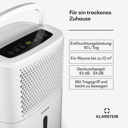 Klarstein DryFy 10L Entfeuchter 10 L/Tag 12m&sup2; 80 m&sup3;/h Timer Wassertank mobil Wei&szlig; 10l/24h