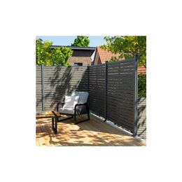 Home Deluxe WPC Sichtschutzzaun ALIRA Teak - 2 x Element + 3 x Pfosten