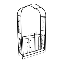 DEGAMO Rosenbogen MONTPELLIER 220x120cm mit Torpforte, Metall schwarz in Hammerschlagoptik
