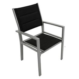 DEGAMO Sessel MADEIRA, Aluminium silbergrau + Textilgewebe gepolstert schwarz, 2 St&uuml;ck